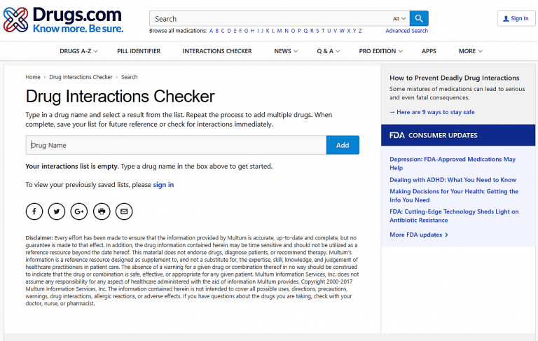 Use An Online Interactions Checker to Verify Medication Interactions